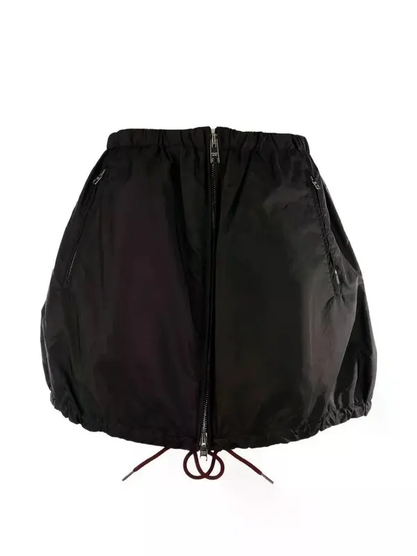 Prada Mini Zip-up Bubble-hem Skirt - Black