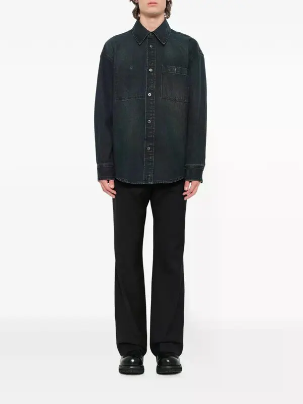 WOOYOUNGMI Back-logo Washed-denim Shirt