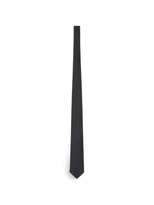 LARDINI Patterned Silk Tie - Black