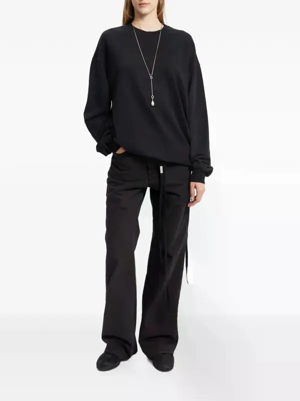 ANN DEMEULEMEESTER Slogan-print Brushed Sweatshirt - Black
