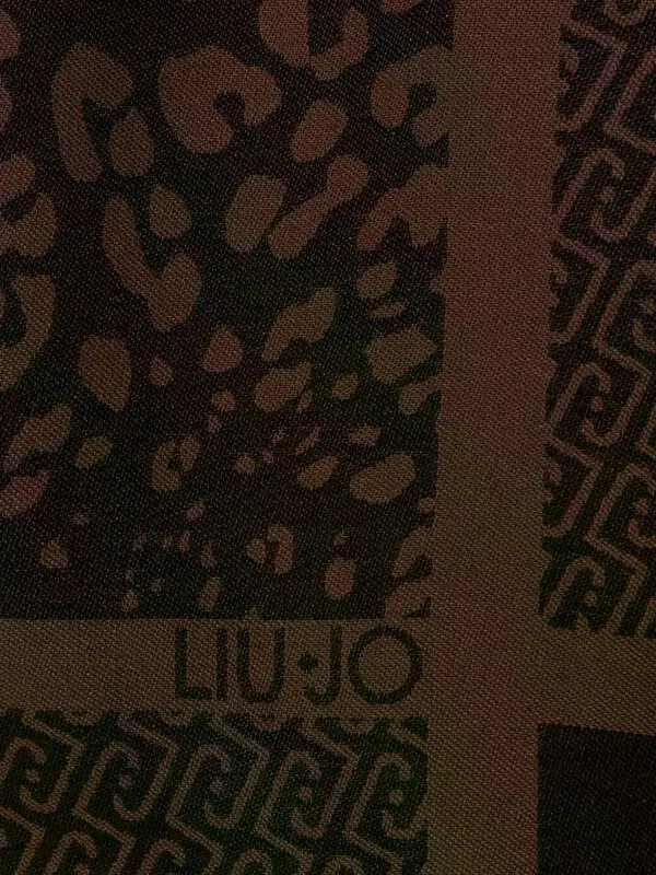 Liu Jo Leopard-print Logo-pattern Scarf - Brown
