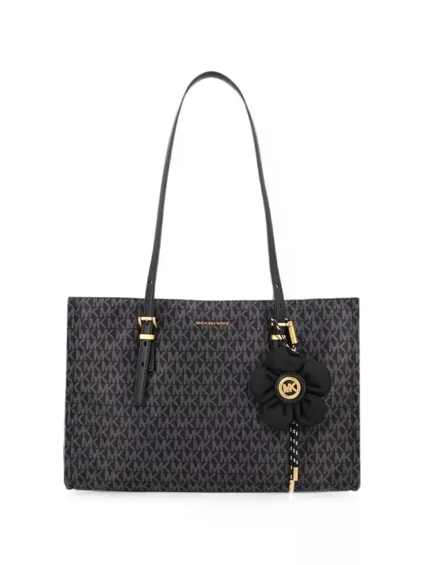 Michael Kors Medium Zadie Logo-print Flower-charm Tote Bag - Black
