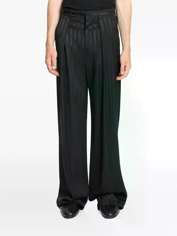 ANN DEMEULEMEESTER Striped Pleated Trousers - Black