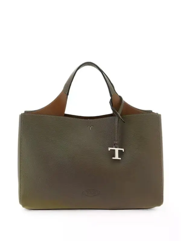 TOD'S T Timeless Leather Tote Bag - Grey