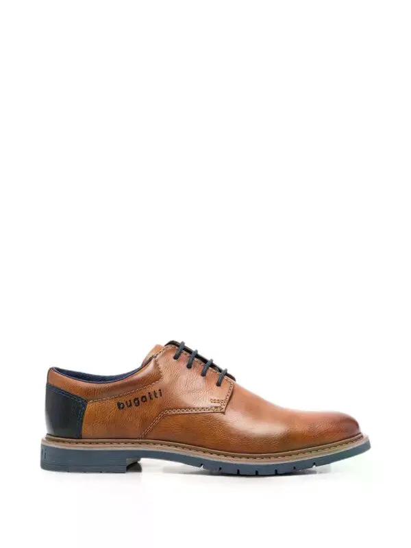 BUGATTI Logo-debossed Lace-up Derby Shoes - Brown
