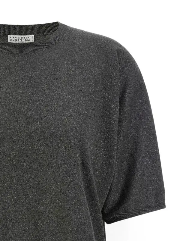 Brunello Cucinelli Sparkling Short-sleeve Sweater - Grey