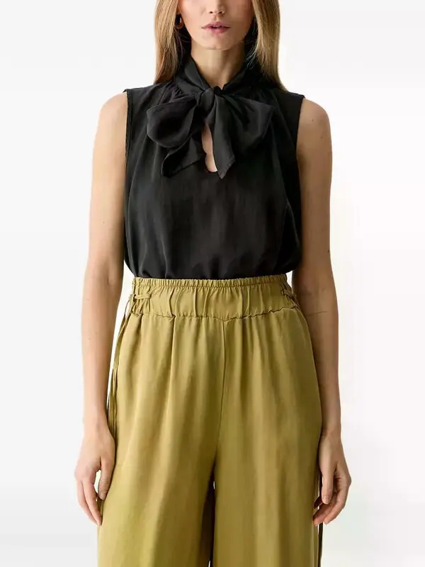 VICOLO Bow-detail Sleeveless Top - Black