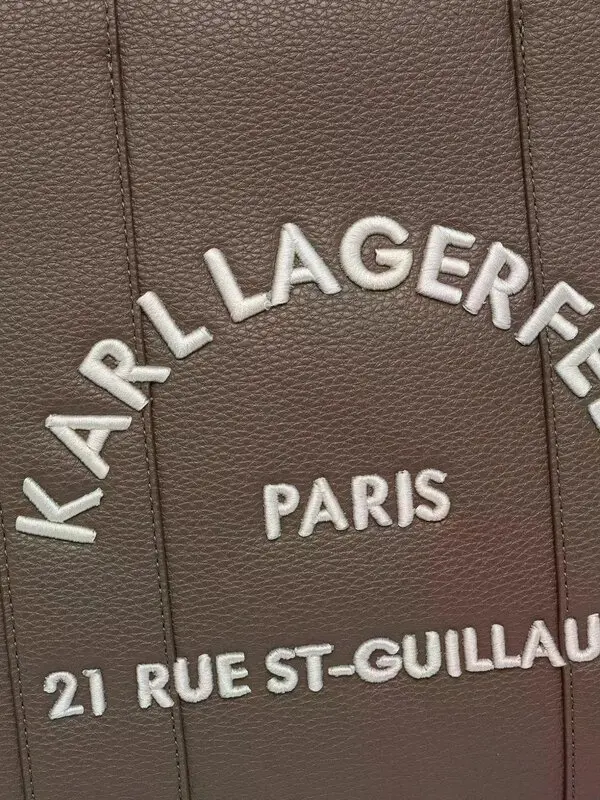 Karl Lagerfeld Logo-embroidered Pebbled Tote Bag - Brown