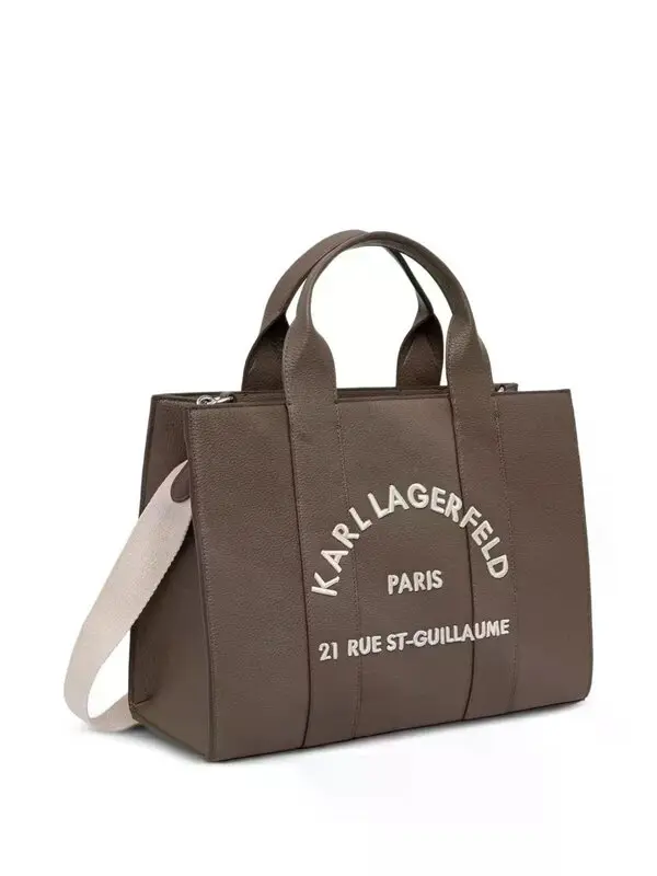 Karl Lagerfeld Logo-embroidered Pebbled Tote Bag