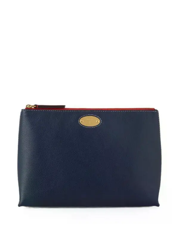 Mulberry Small Logo-plaque Cosmetic Pouch - Blue