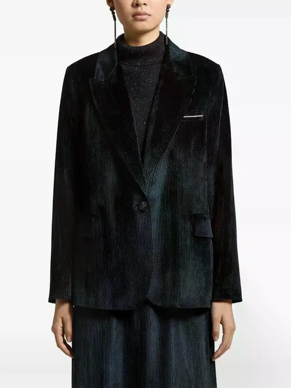 Peserico Corduroy Single-breasted Jacket - Blue