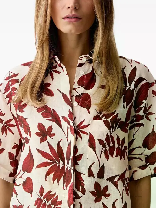 VICOLO Leaf-print Short-sleeve Shirt