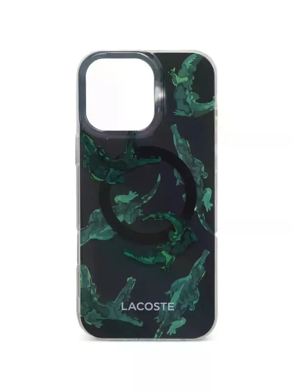 Lacoste Crocodile-print Iphone 16 Case - Black