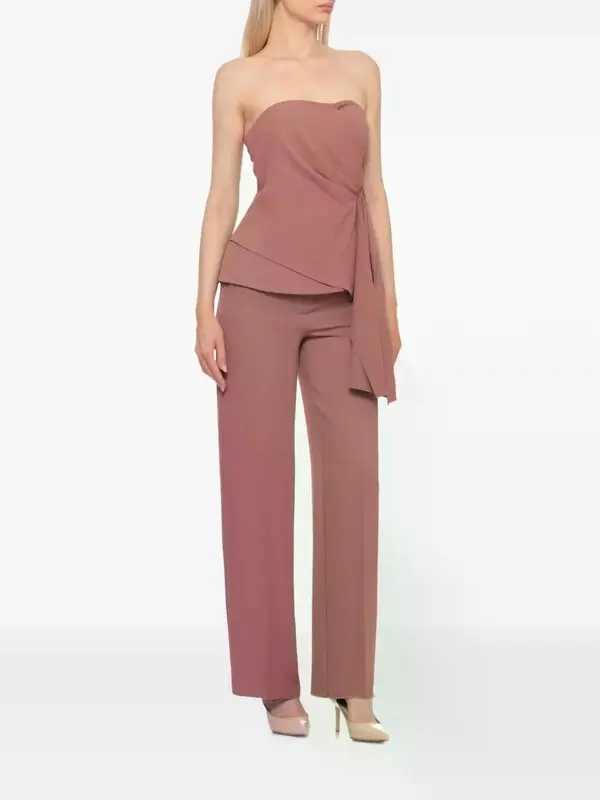 EMME Asymmetrical-hem Corset Blouse And Trousers Set