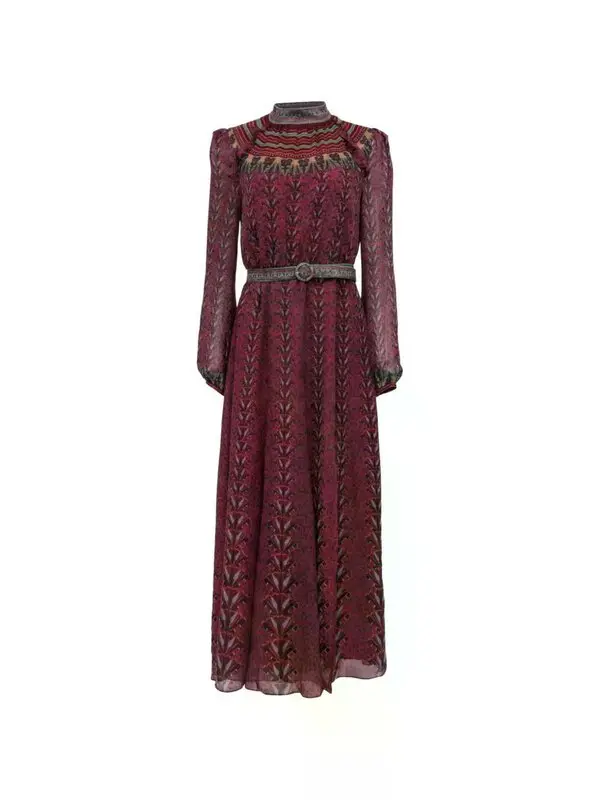 Saloni Jacqui B Belted Dress - Red