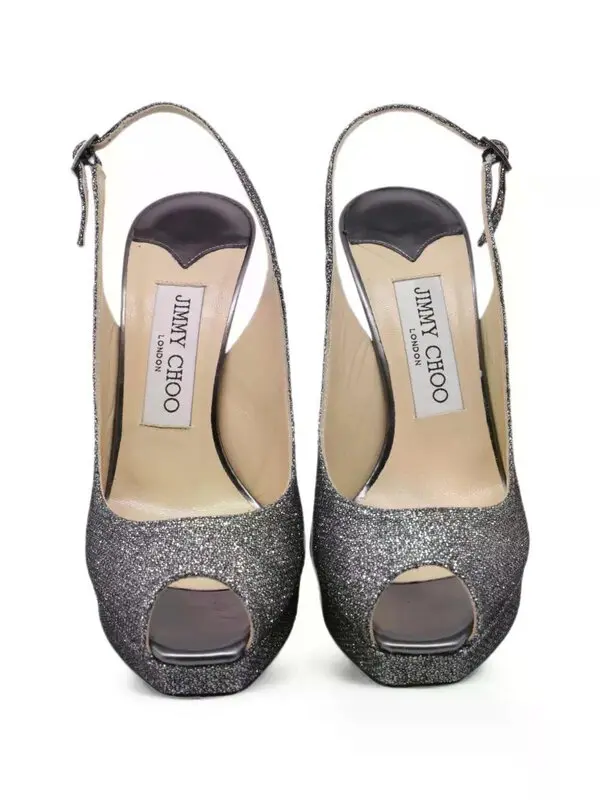 JIMMY CHOO Glitter Peep-toe Pumps