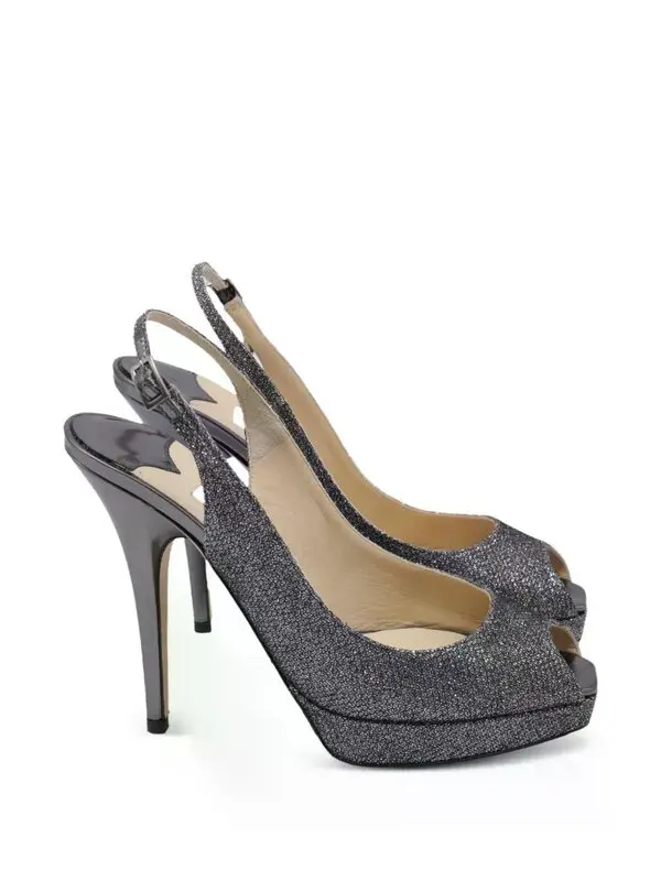 JIMMY CHOO Glitter Peep-toe Pumps - Grey