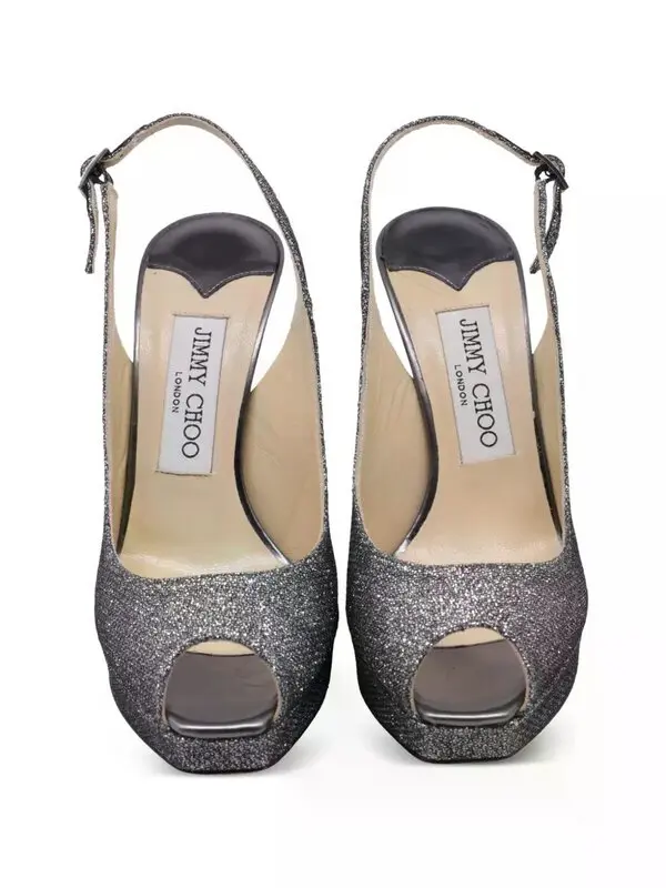 JIMMY CHOO Glitter Peep-toe Slingback Pumps