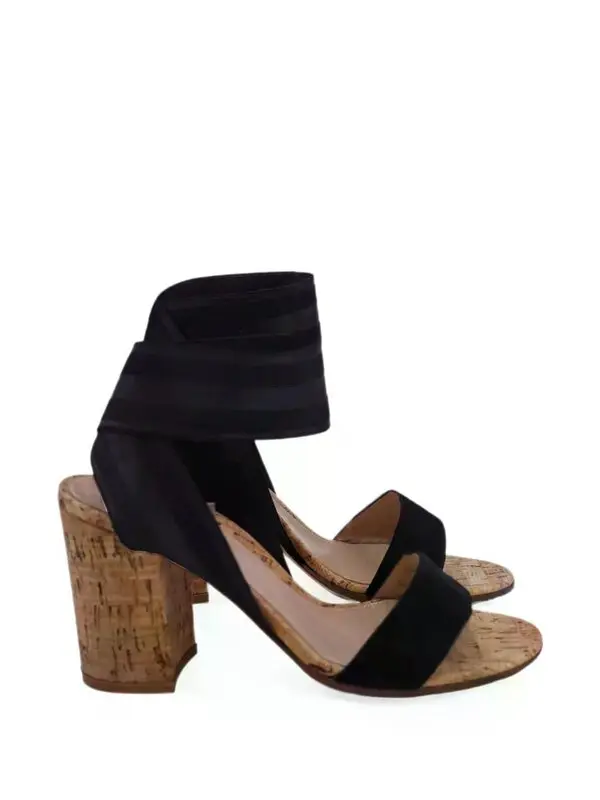 GIANVITO ROSSI Band Strap Block Heel Sandals - Black