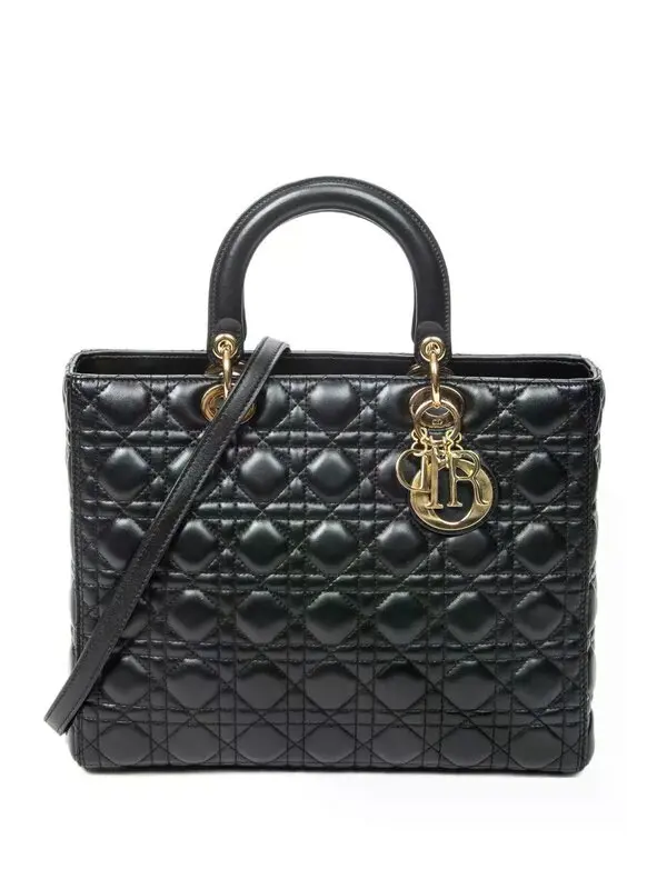 Dior Large Lady Leather Tote Bag - Black