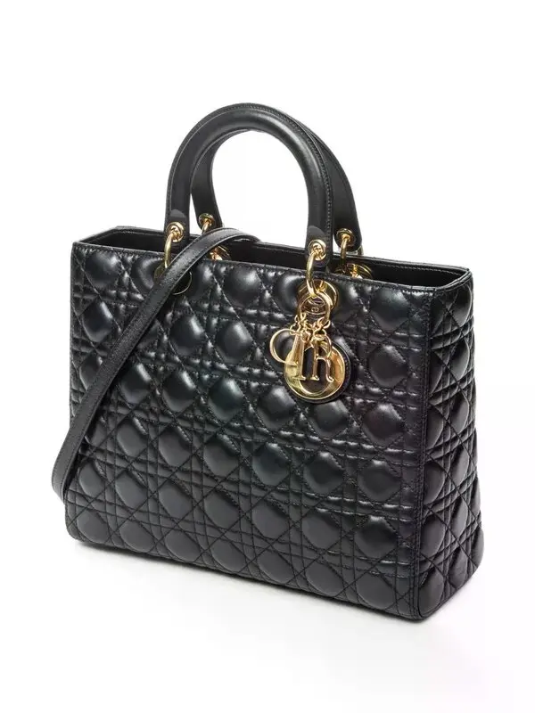 Dior Lady Leather Tote Bag - Black