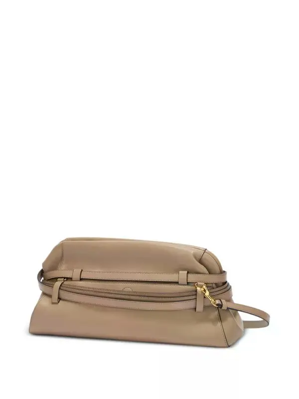 Moschino Buckle-detail Leather Clutch Bag - Neutrals