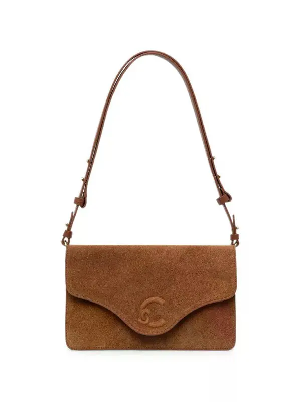 COCCINELLE Logo-embossed Suede Shoulder Bag - Brown