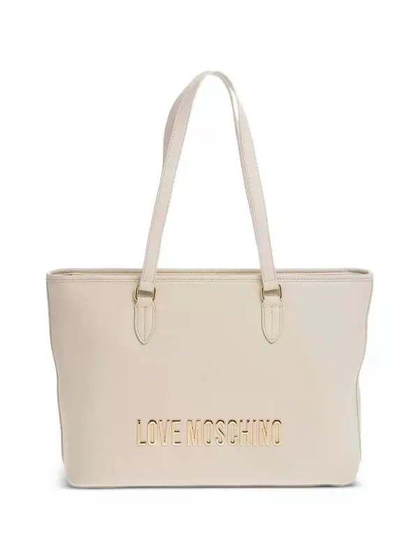 Moschino Love Logo-embossed Tote Bag - Neutrals