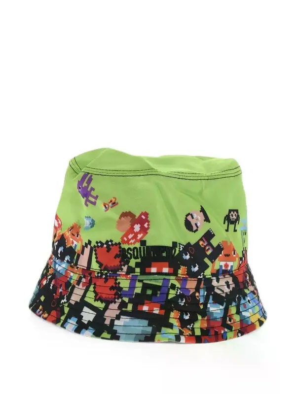 Dsquared2 Logo-embroidered Graphic-print Bucket Hat