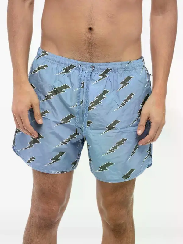 Neil Barrett Fair Isle-print Swim Shorts - Blue