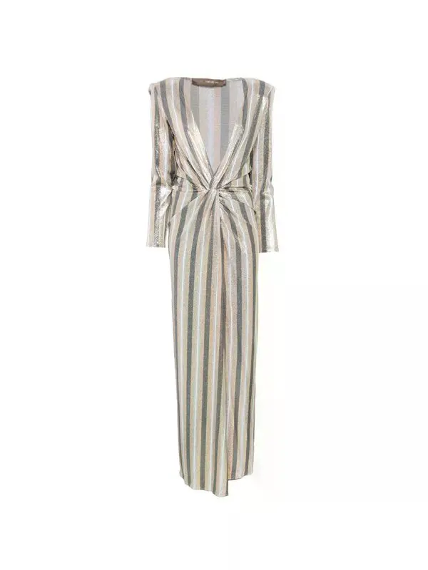SIMONA CORSELLINI Striped-pattern Maxi Dress - Neutrals