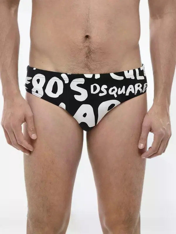 Dsquared2 Pop 80's Logo-print Elasticated Swimming Trunks - Black