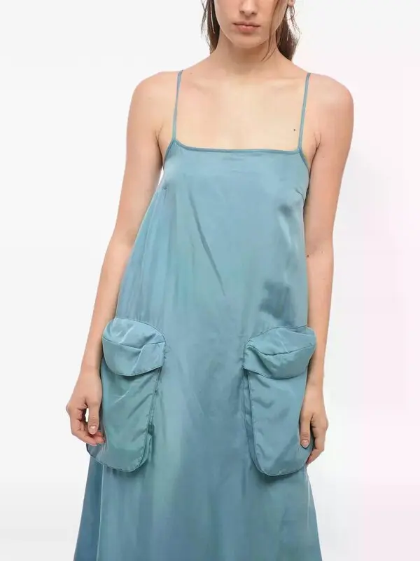 Sunnei Patch-pocket Spaghetti-strap Midi Dress