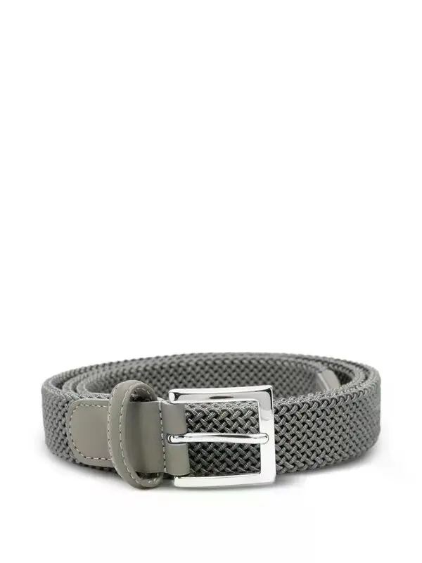 Kiton Braided Leather-trim Belt - Grey