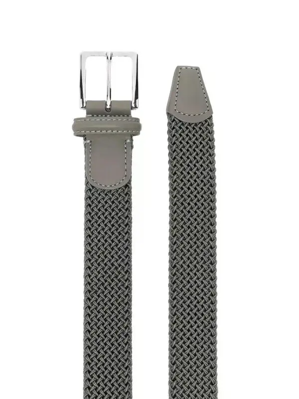 Kiton Braided Leather-trim Belt