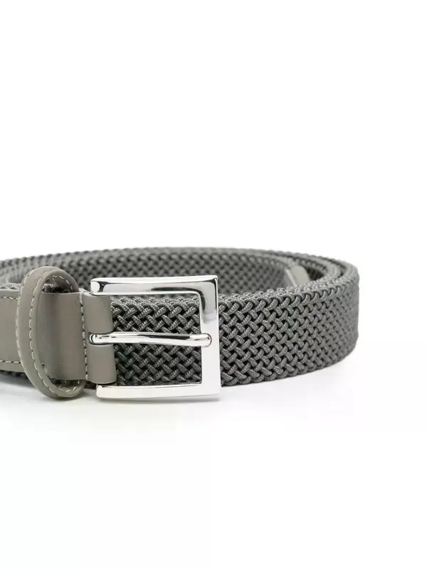 Kiton Braided Leather-trim Belt