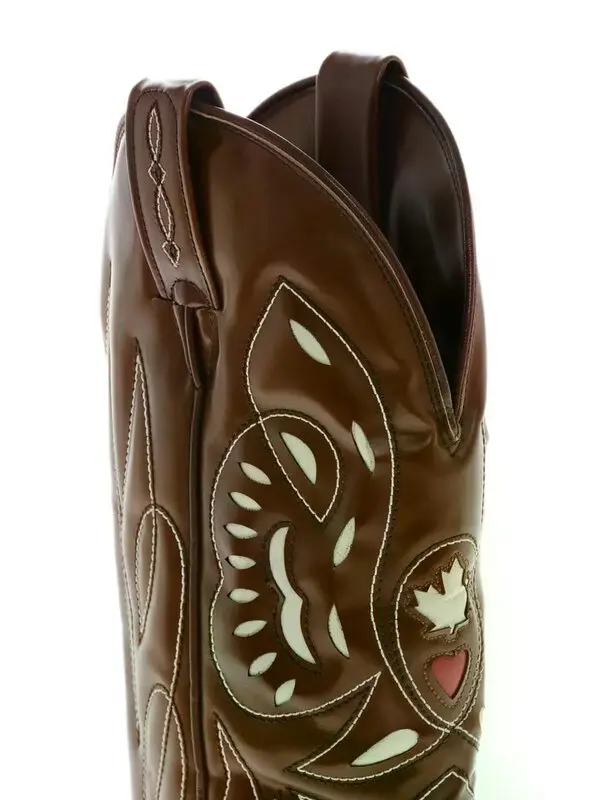 Dsquared2 Topstitched Leather Cowboy Boots