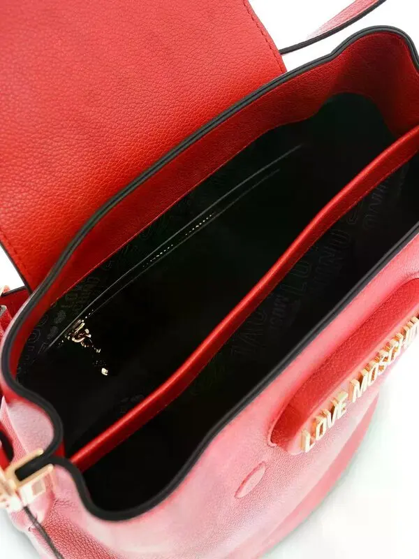 Moschino Pebbled Logo Plaque Bucket Bag