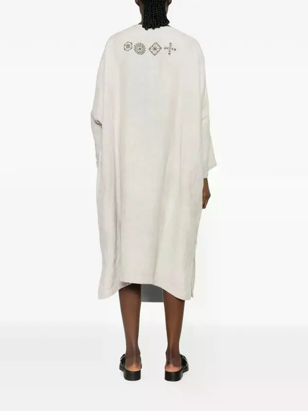 AODRESS Embroidered Crew-neck Midi Dress