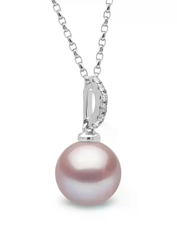 Yoko London 18kt White Gold Diamond And Pink Pearl Pendant - Silver