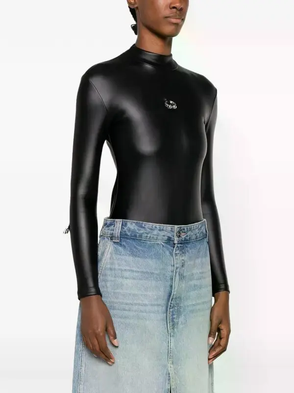 MELITTA BAUMEISTER Coated Long Sleeve Bodysuit With Piercing Detail