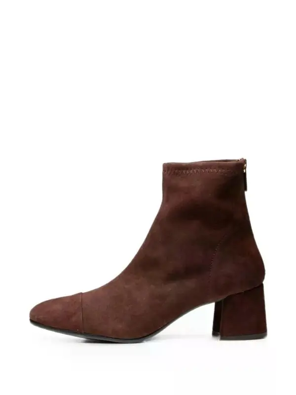 POCHE PARIS Suede Block-heel Ankle Boots - Brown
