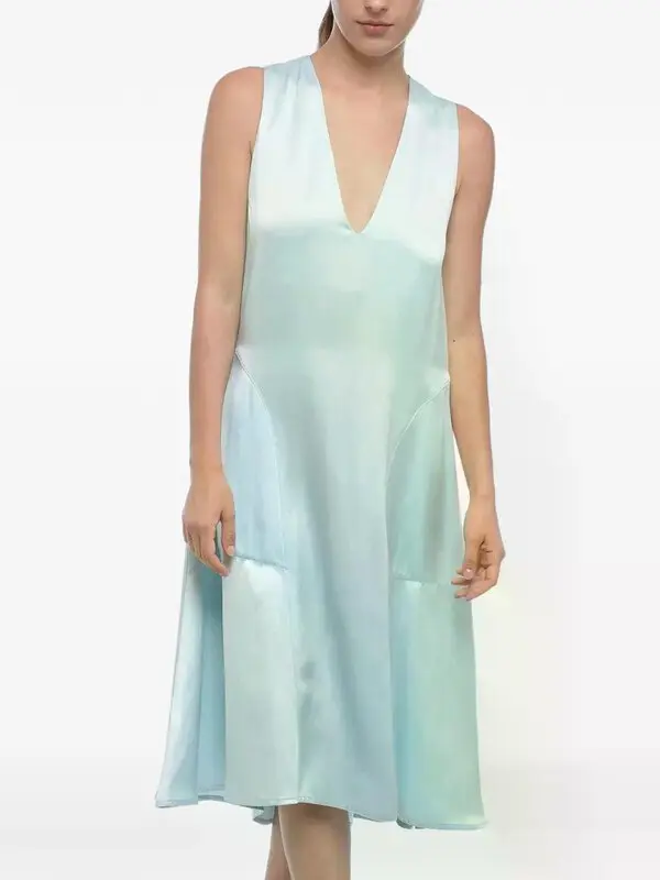 SA SU PHI Serena Satin V-neck Midi Dress