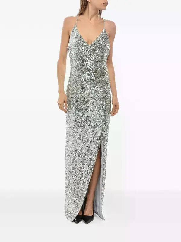 Balmain Sequin-embellished Slit Maxi Dress - Silver