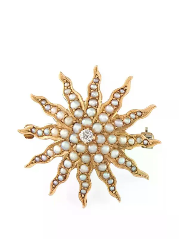 LB EXCLUSIVE Seed Pearl Diamond Starburst Brooch - Gold