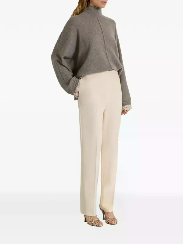 Alberta Ferretti Lace-trimmed High-neck Sweater