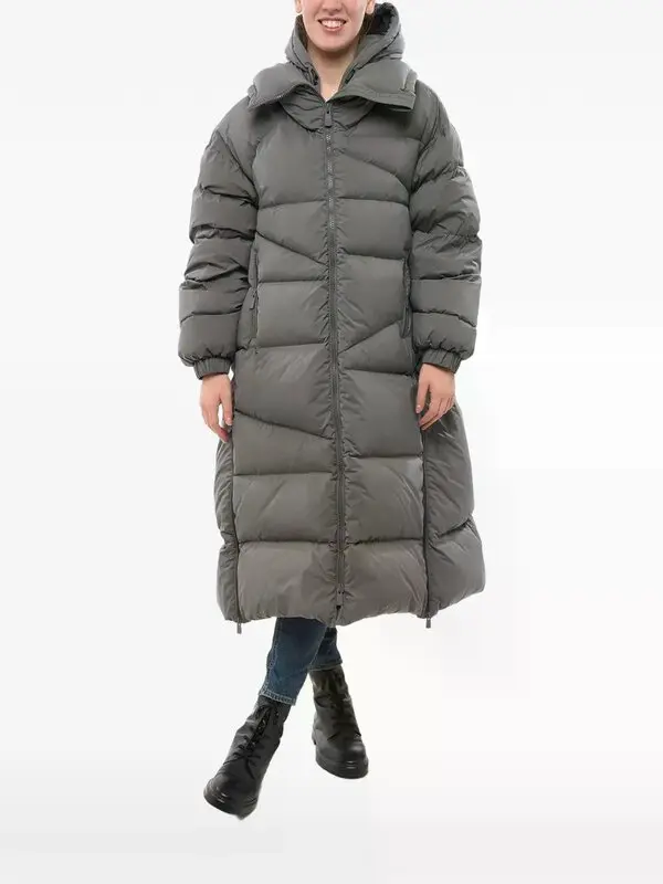 Bacon Quilted Hooded Down Coat - Grey