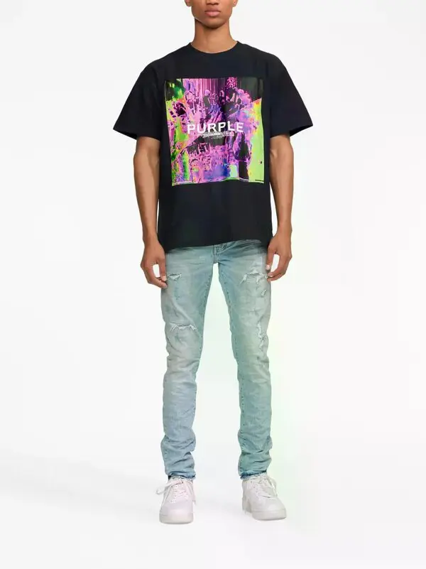 PURPLE BRAND Distressed Low-rise Skinny Jeans - Blue