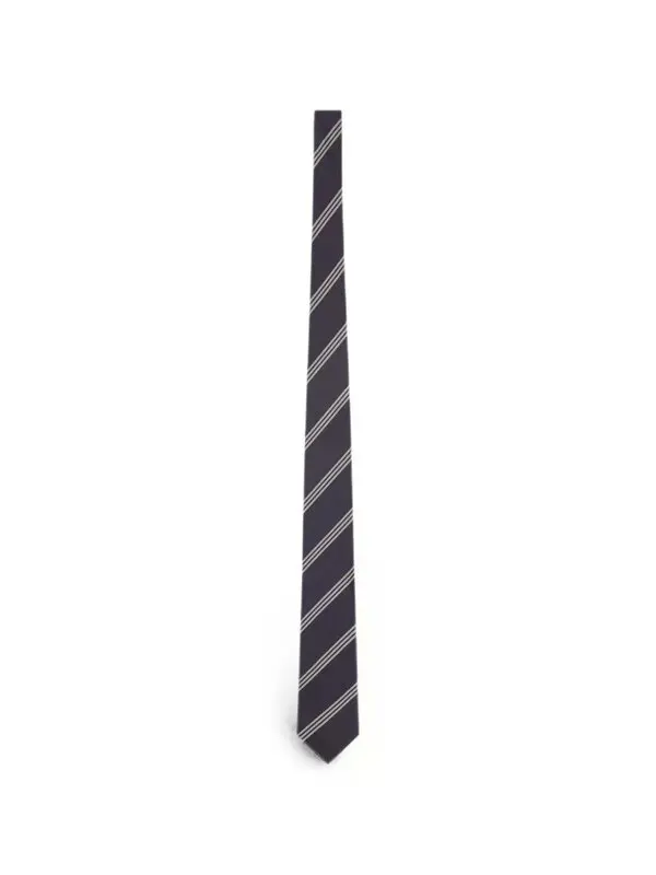 LARDINI Striped Silk Tie - Blue