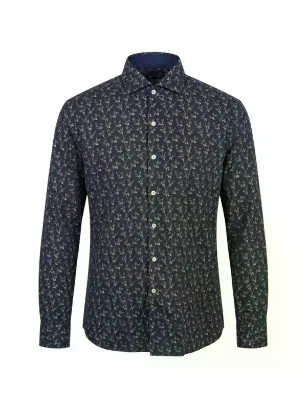 XACUS Floral-print Long-sleeve Shirt - Blue